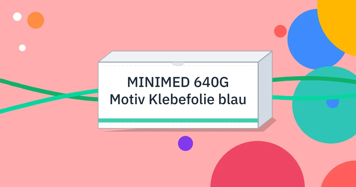 Symbolbild: Packung mit der Aufschrift MINIMED 640G Motiv Klebefolie blau (PZN 10987088) – Verfügbarkeit und Bezug in Apotheken in Frankfurt am Main