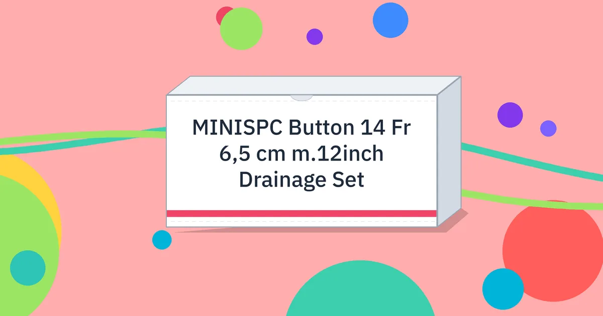 Symbolbild: Packung mit der Aufschrift MINISPC Button 14 Fr 6,5 cm m.12inch Drainage Set (PZN 20820739) – Verfügbarkeit und Bezug in Apotheken in Frankfurt am Main