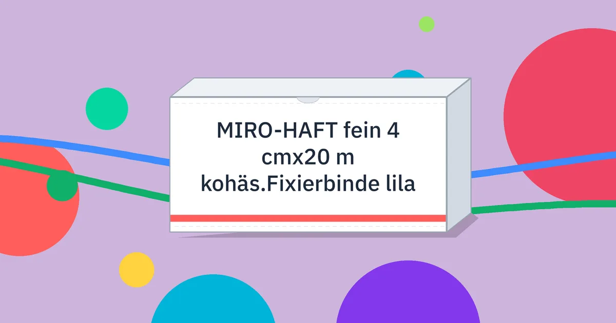 Symbolbild: Packung mit der Aufschrift MIRO-HAFT fein 4 cmx20 m kohäs.Fixierbinde lila (PZN 17756966) – Verfügbarkeit und Bezug in Apotheken in Frankfurt am Main