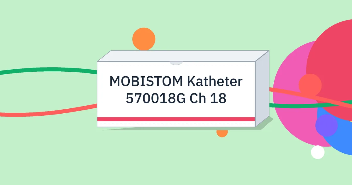 Symbolbild: Packung mit der Aufschrift MOBISTOM Katheter 570018G Ch 18 (PZN 08608770) – Verfügbarkeit und Bezug in Apotheken in Frankfurt am Main