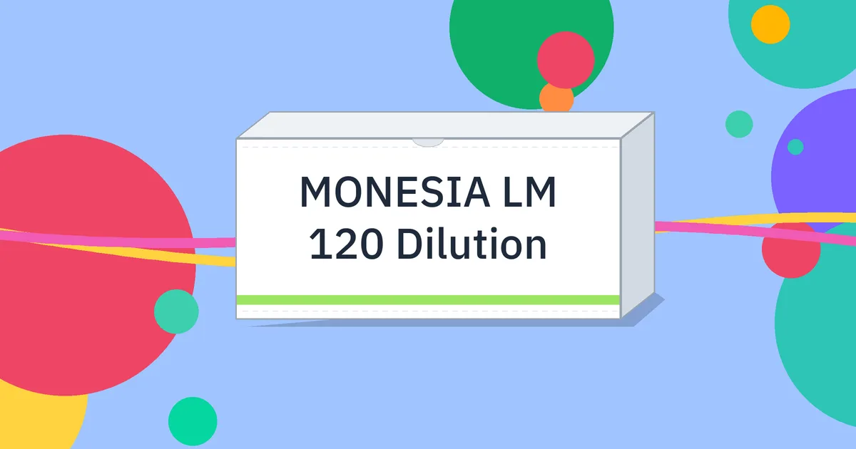 Symbolbild: Packung mit der Aufschrift MONESIA LM 120 Dilution (PZN 13611047) – Verfügbarkeit und Bezug in Apotheken in Frankfurt am Main
