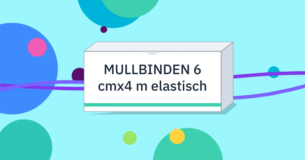 Symbolbild: Packung mit der Aufschrift MULLBINDEN 6 cmx4 m elastisch (PZN 07622816) – Verfügbarkeit und Bezug in Apotheken in Frankfurt am Main
