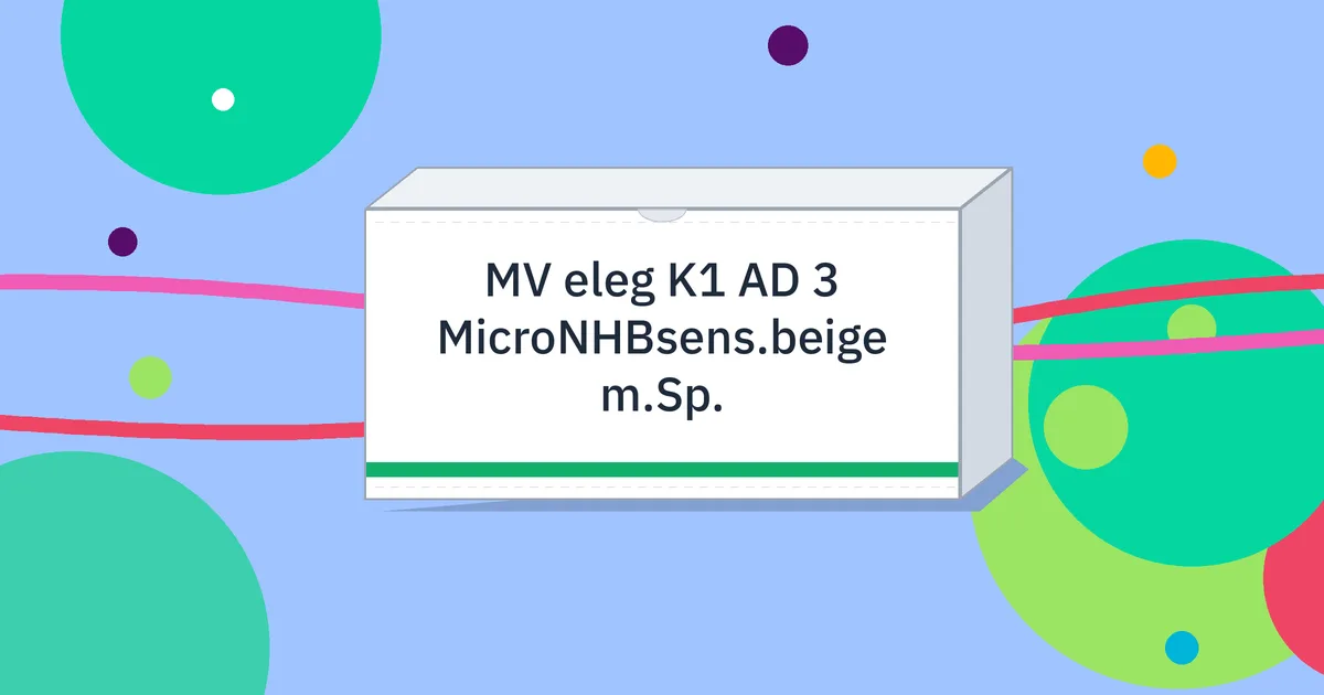 Symbolbild: Packung mit der Aufschrift MV eleg K1 AD 3 MicroNHBsens.beige m.Sp. (PZN 15669950) – Verfügbarkeit und Bezug in Apotheken in Frankfurt am Main