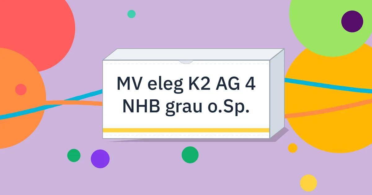 Symbolbild: Packung mit der Aufschrift MV eleg K2 AG 4 NHB grau o.Sp. (PZN 18928783) – Verfügbarkeit und Bezug in Apotheken in Frankfurt am Main
