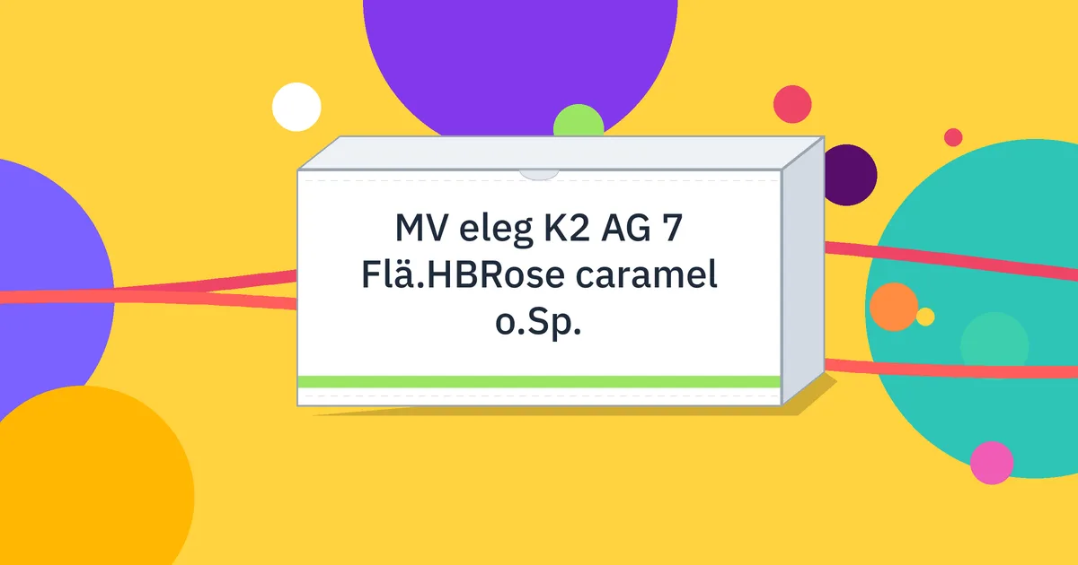 Symbolbild: Packung mit der Aufschrift MV eleg K2 AG 7 Flä.HBRose caramel o.Sp. (PZN 15718789) – Verfügbarkeit und Bezug in Apotheken in Frankfurt am Main