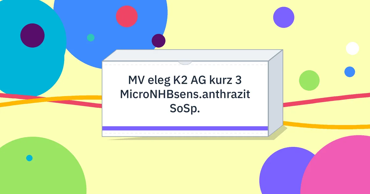 Symbolbild: Packung mit der Aufschrift MV eleg K2 AG kurz 3 MicroNHBsens.anthrazit SoSp. (PZN 16071189) – Verfügbarkeit und Bezug in Apotheken in Frankfurt am Main