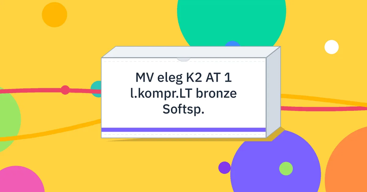Symbolbild: Packung mit der Aufschrift MV eleg K2 AT 1 l.kompr.LT bronze Softsp. (PZN 15285244) – Verfügbarkeit und Bezug in Apotheken in Frankfurt am Main