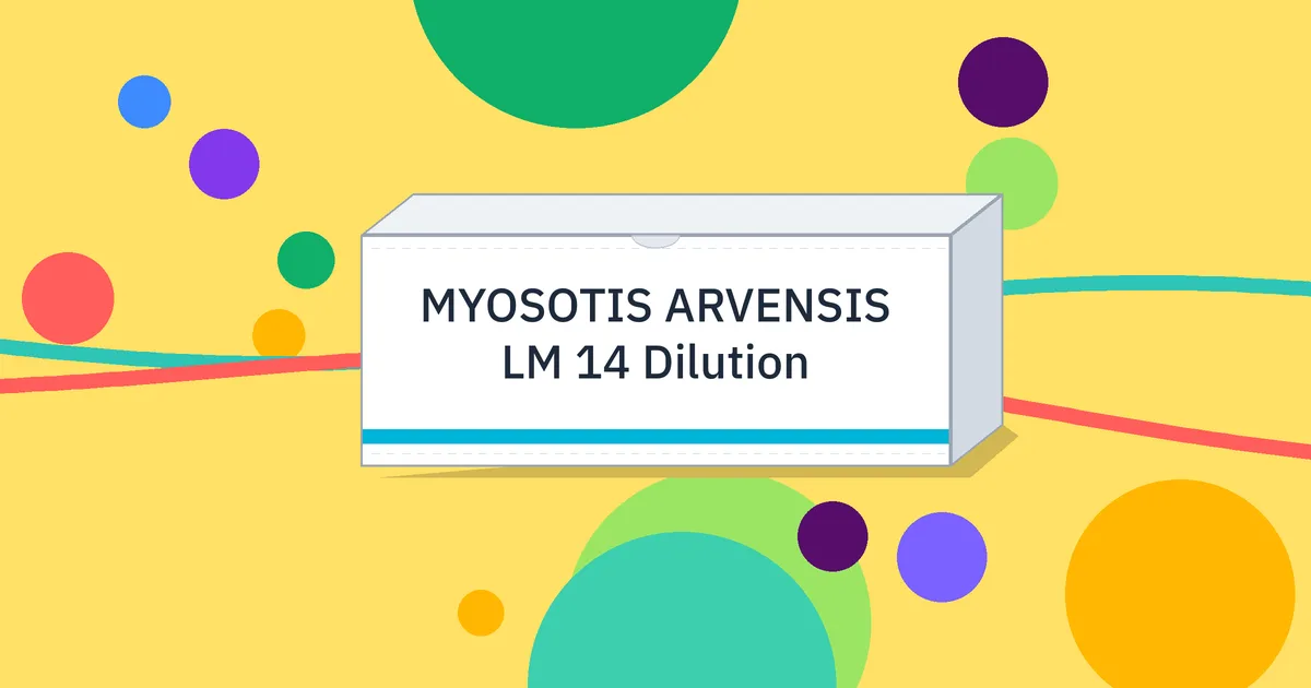 Symbolbild: Packung mit der Aufschrift MYOSOTIS ARVENSIS LM 14 Dilution (PZN 13612130) – Verfügbarkeit und Bezug in Apotheken in Frankfurt am Main