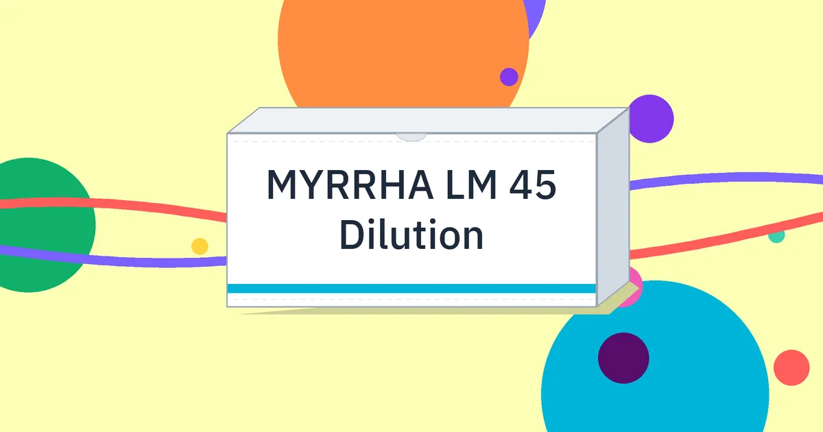 Symbolbild: Packung mit der Aufschrift MYRRHA LM 45 Dilution (PZN 12957826) – Verfügbarkeit und Bezug in Apotheken in Frankfurt am Main