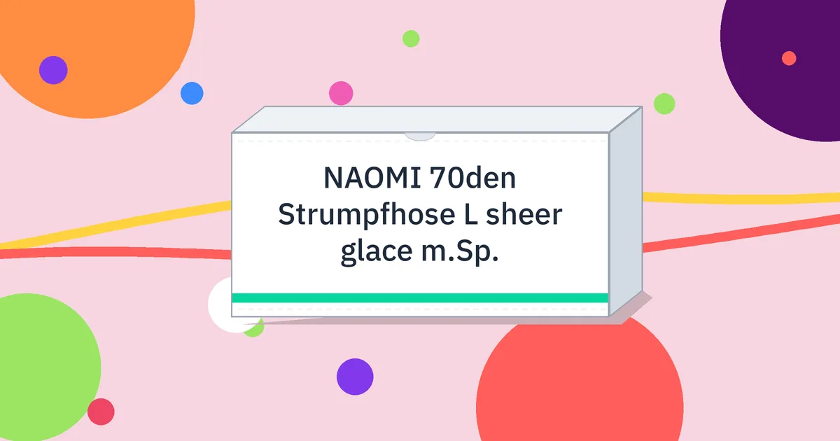 Symbolbild: Packung mit der Aufschrift NAOMI 70den Strumpfhose L sheer glace m.Sp. (PZN 16179863) – Verfügbarkeit und Bezug in Apotheken in Frankfurt am Main