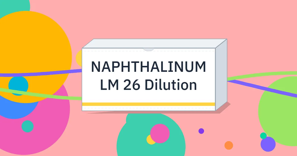 Symbolbild: Packung mit der Aufschrift NAPHTHALINUM LM 26 Dilution (PZN 12958613) – Verfügbarkeit und Bezug in Apotheken in Frankfurt am Main