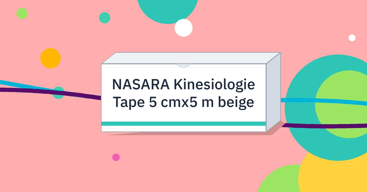 Symbolbild: Packung mit der Aufschrift NASARA Kinesiologie Tape 5 cmx5 m beige (PZN 07126193) – Verfügbarkeit und Bezug in Apotheken in Frankfurt am Main
