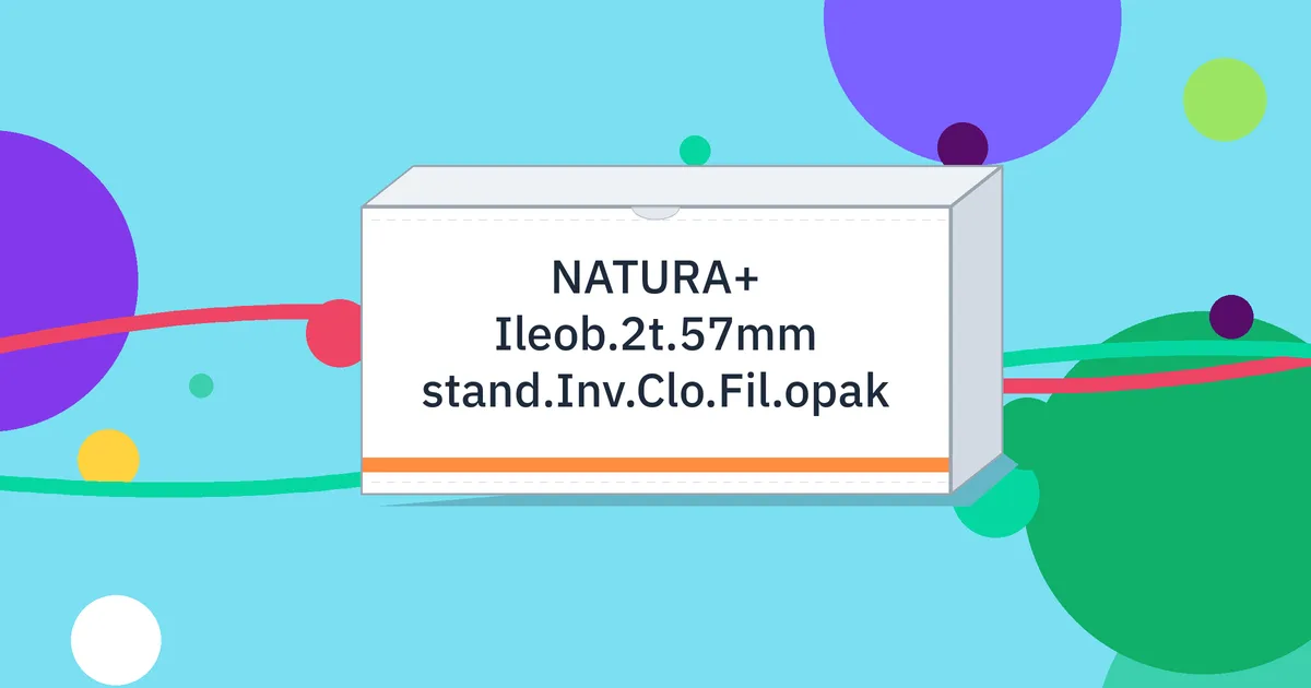 Symbolbild: Packung mit der Aufschrift NATURA+ Ileob.2t.57mm stand.Inv.Clo.Fil.opak (PZN 06459461) – Verfügbarkeit und Bezug in Apotheken in Frankfurt am Main
