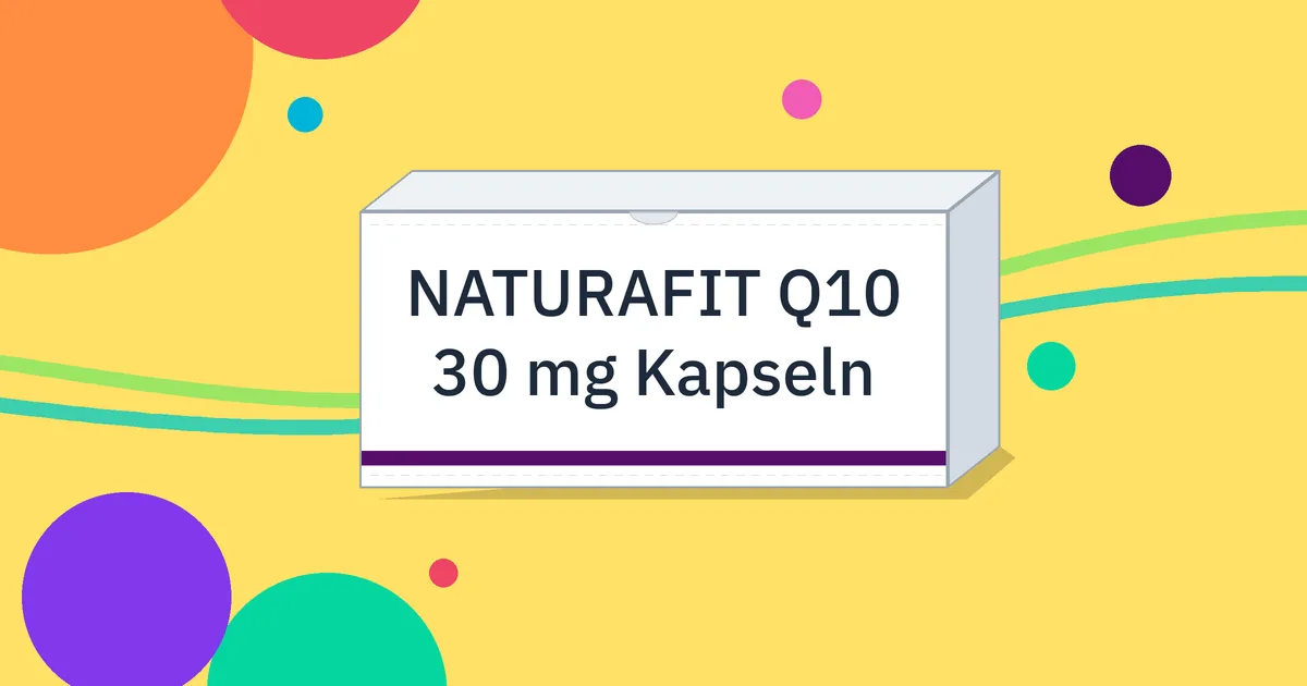 Symbolbild: Packung mit der Aufschrift NATURAFIT Q10 30 mg Kapseln (PZN 07240233) – Verfügbarkeit und Bezug in Apotheken in Frankfurt am Main