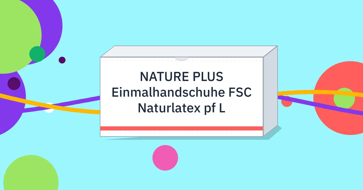 Symbolbild: Packung mit der Aufschrift NATURE PLUS Einmalhandschuhe FSC Naturlatex pf L (PZN 18783652) – Verfügbarkeit und Bezug in Apotheken in Frankfurt am Main