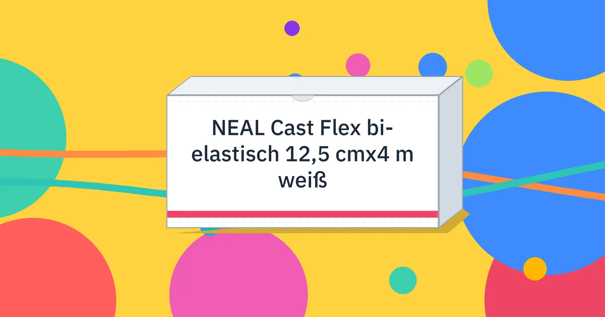 Symbolbild: Packung mit der Aufschrift NEAL Cast Flex bi-elastisch 12,5 cmx4 m weiß (PZN 19530752) – Verfügbarkeit und Bezug in Apotheken in Frankfurt am Main