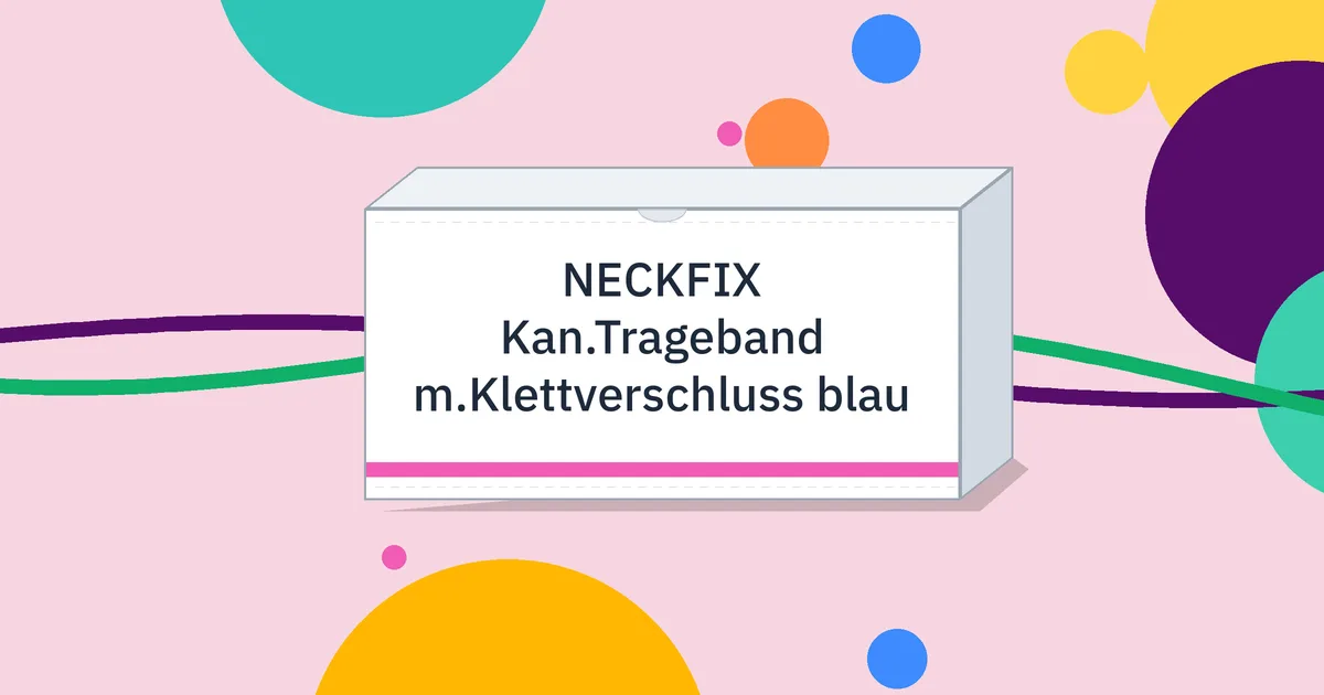 Symbolbild: Packung mit der Aufschrift NECKFIX Kan.Trageband m.Klettverschluss blau (PZN 05702586) – Verfügbarkeit und Bezug in Apotheken in Frankfurt am Main