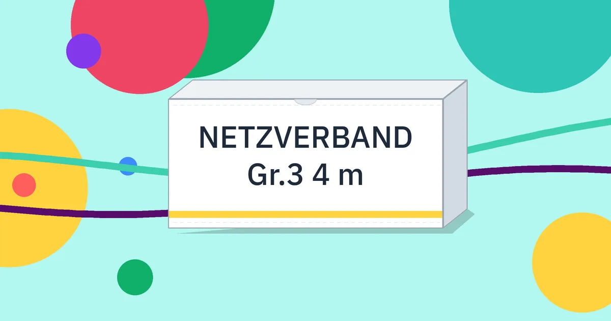 Symbolbild: Packung mit der Aufschrift NETZVERBAND Gr.3 4 m (PZN 01849275) – Verfügbarkeit und Bezug in Apotheken in Frankfurt am Main