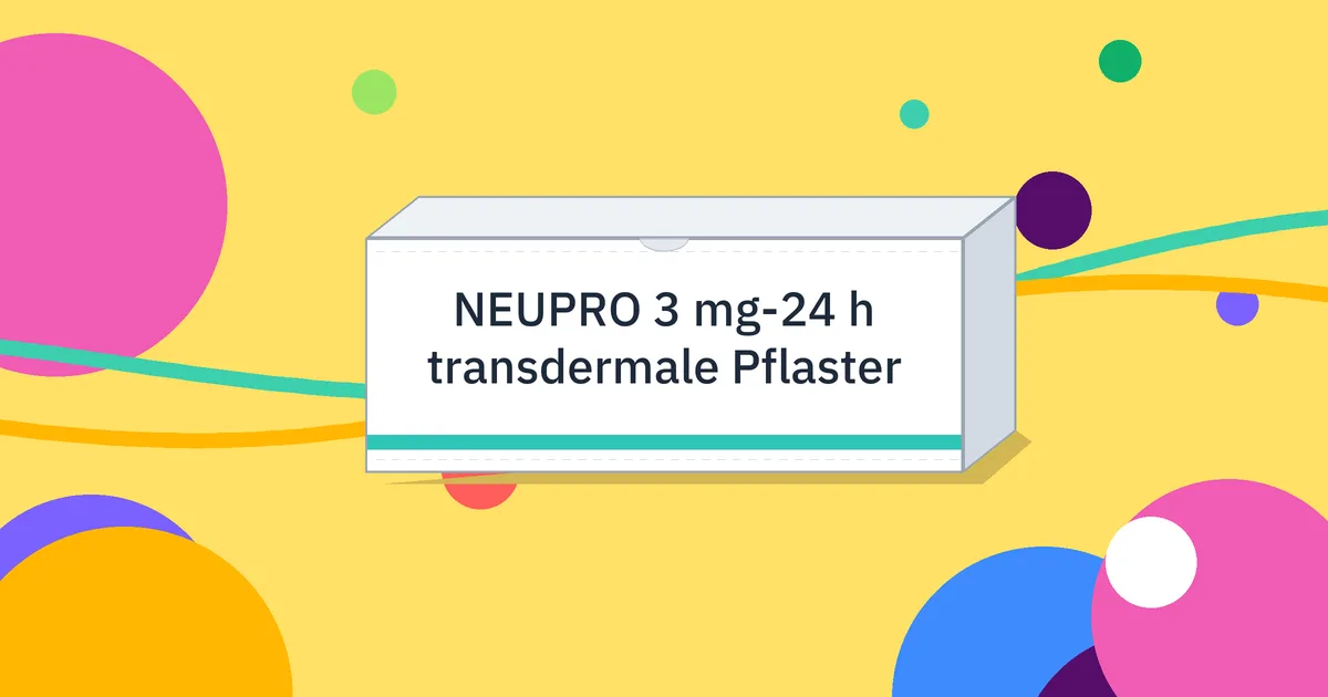 Symbolbild: Packung mit der Aufschrift NEUPRO 3 mg-24 h transdermale Pflaster (PZN 10979189) – Verfügbarkeit und Bezug in Apotheken in Frankfurt am Main