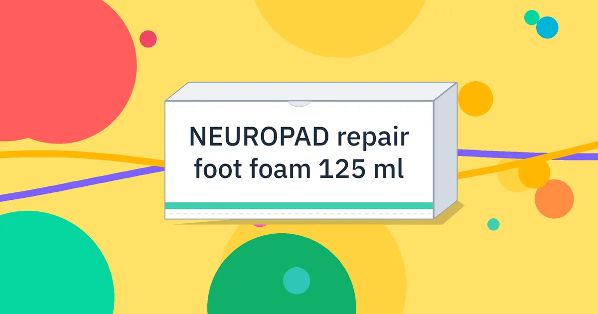 Symbolbild: Packung mit der Aufschrift NEUROPAD repair foot foam 125 ml (PZN 08471727) – Verfügbarkeit und Bezug in Apotheken in Frankfurt am Main