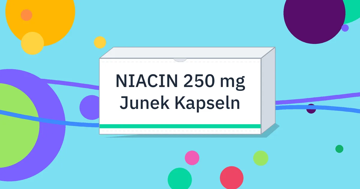 Symbolbild: Packung mit der Aufschrift NIACIN 250 mg Junek Kapseln (PZN 13578545) – Verfügbarkeit und Bezug in Apotheken in Frankfurt am Main