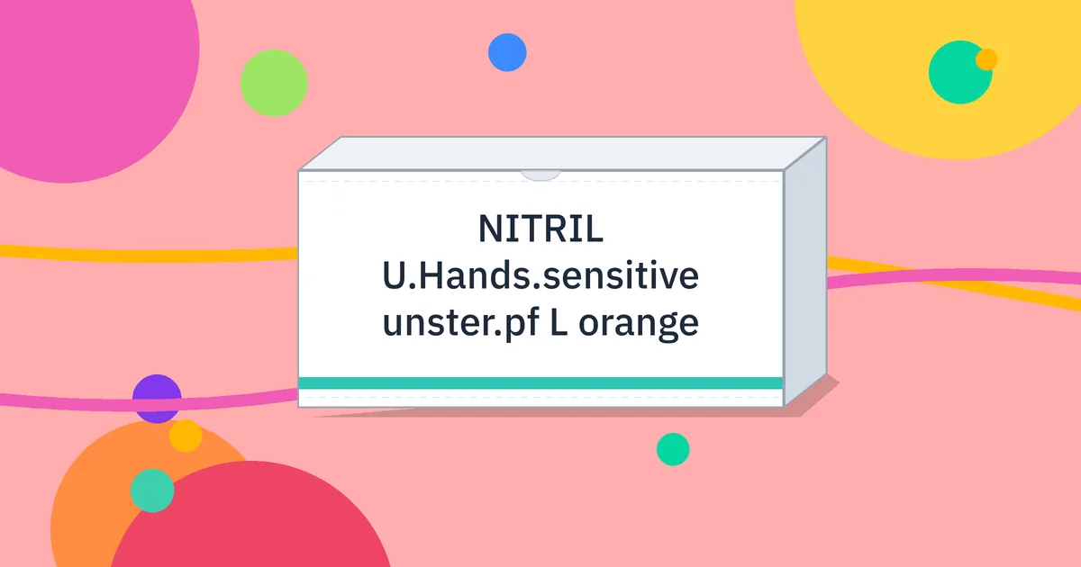 Symbolbild: Packung mit der Aufschrift NITRIL U.Hands.sensitive unster.pf L orange (PZN 11306854) – Verfügbarkeit und Bezug in Apotheken in Frankfurt am Main