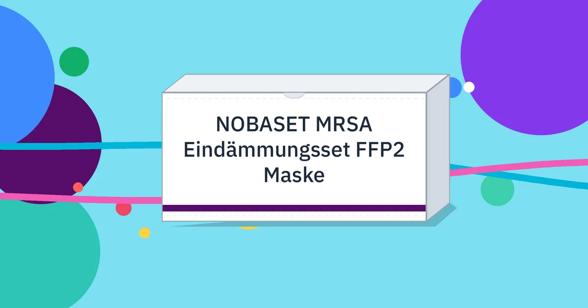 Symbolbild: Packung mit der Aufschrift NOBASET MRSA Eindämmungsset FFP2 Maske (PZN 11018227) – Verfügbarkeit und Bezug in Apotheken in Frankfurt am Main