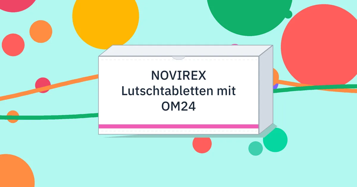 Symbolbild: Packung mit der Aufschrift NOVIREX Lutschtabletten mit OM24 (PZN 20187414) – Verfügbarkeit und Bezug in Apotheken in Frankfurt am Main