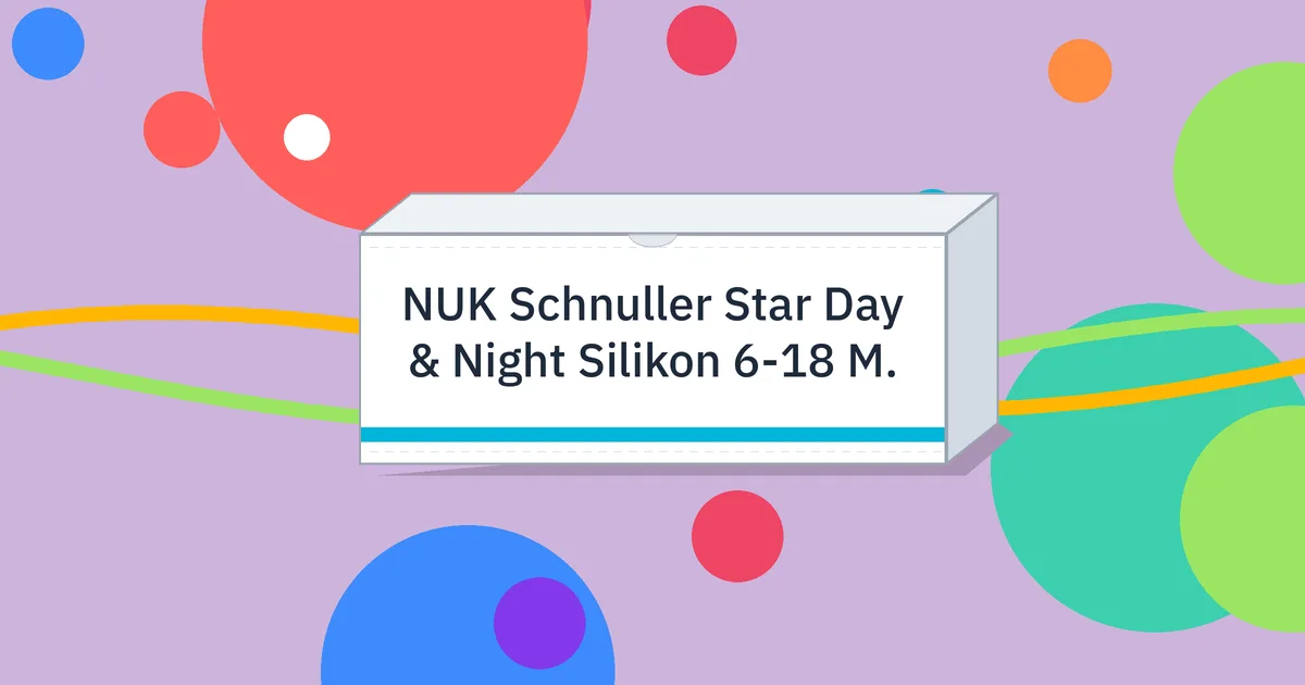 Symbolbild: Packung mit der Aufschrift NUK Schnuller Star Day & Night Silikon 6-18 M. (PZN 17548989) – Verfügbarkeit und Bezug in Apotheken in Frankfurt am Main
