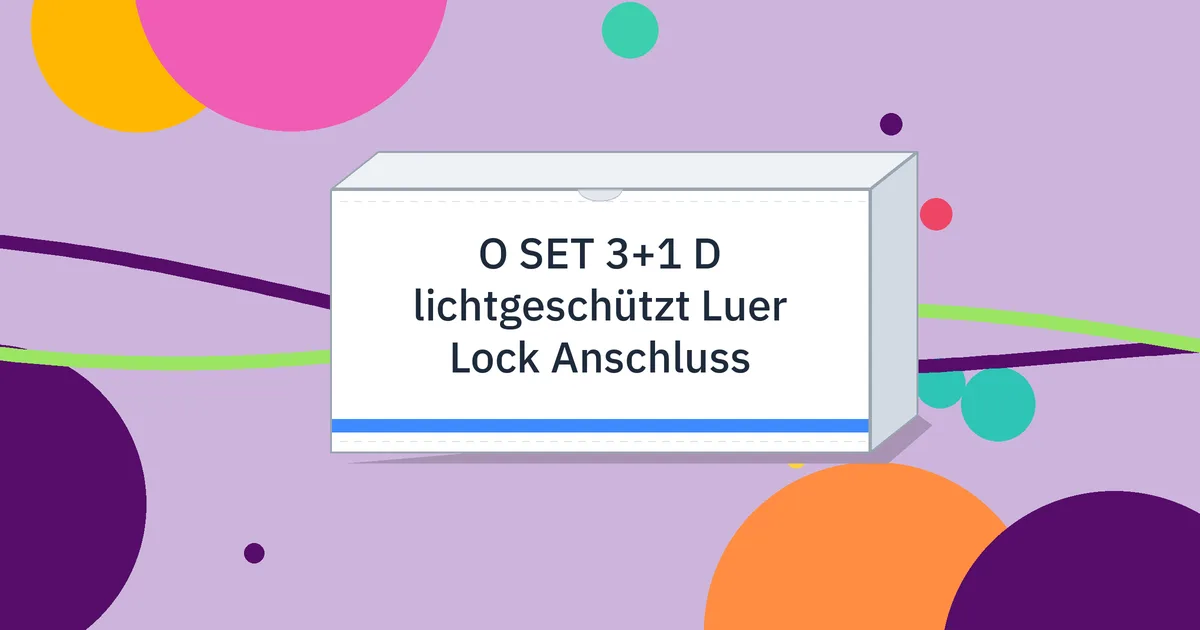 Symbolbild: Packung mit der Aufschrift O SET 3+1 D lichtgeschützt Luer Lock Anschluss (PZN 18354431) – Verfügbarkeit und Bezug in Apotheken in Frankfurt am Main