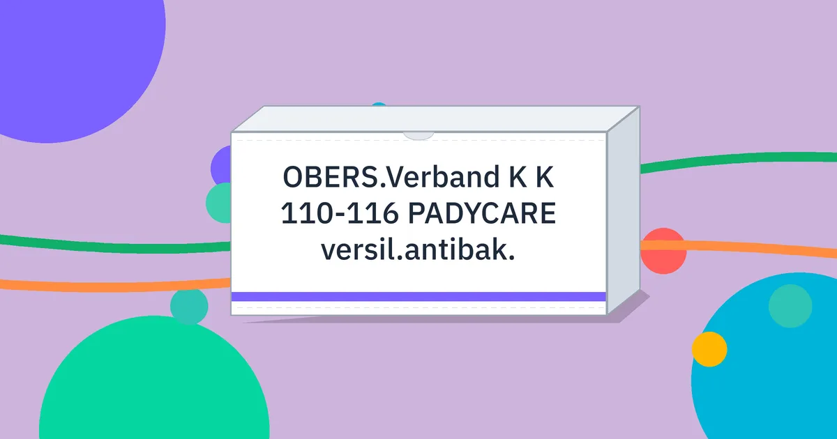 Symbolbild: Packung mit der Aufschrift OBERS.Verband K K 110-116 PADYCARE versil.antibak. (PZN 10938569) – Verfügbarkeit und Bezug in Apotheken in Frankfurt am Main