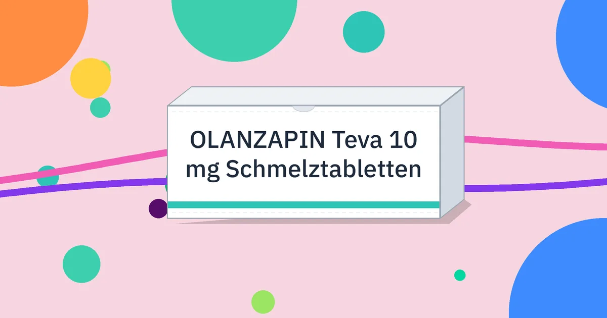 Symbolbild: Packung mit der Aufschrift OLANZAPIN Teva 10 mg Schmelztabletten (PZN 13197352) – Verfügbarkeit und Bezug in Apotheken in Frankfurt am Main