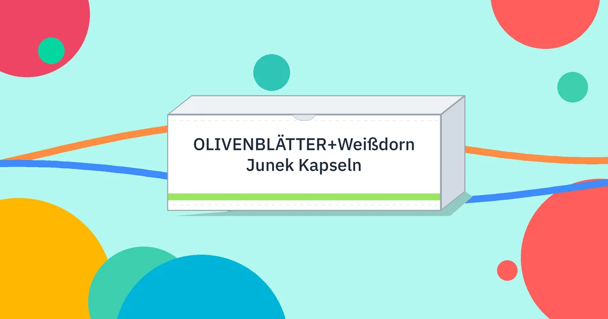 Symbolbild: Packung mit der Aufschrift OLIVENBLÄTTER+Weißdorn Junek Kapseln (PZN 01107119) – Verfügbarkeit und Bezug in Apotheken in Frankfurt am Main