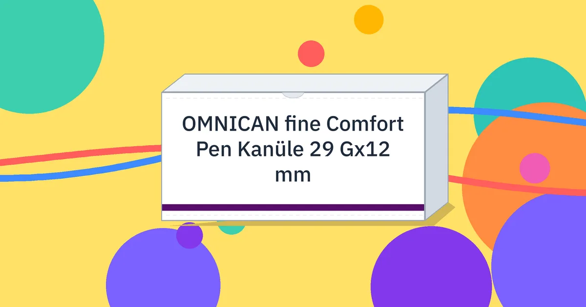 Symbolbild: Packung mit der Aufschrift OMNICAN fine Comfort Pen Kanüle 29 Gx12 mm (PZN 15253959) – Verfügbarkeit und Bezug in Apotheken in Frankfurt am Main