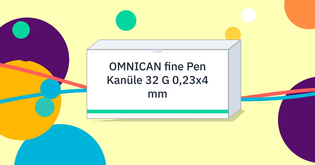 Symbolbild: Packung mit der Aufschrift OMNICAN fine Pen Kanüle 32 G 0,23x4 mm (PZN 19452822) – Verfügbarkeit und Bezug in Apotheken in Frankfurt am Main