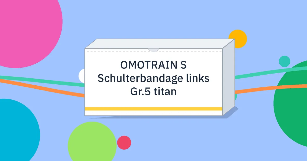 Symbolbild: Packung mit der Aufschrift OMOTRAIN S Schulterbandage links Gr.5 titan (PZN 01865512) – Verfügbarkeit und Bezug in Apotheken in Frankfurt am Main
