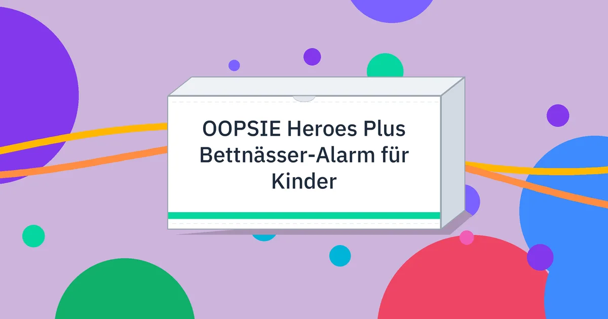 Symbolbild: Packung mit der Aufschrift OOPSIE Heroes Plus Bettnässer-Alarm für Kinder (PZN 19079895) – Verfügbarkeit und Bezug in Apotheken in Frankfurt am Main