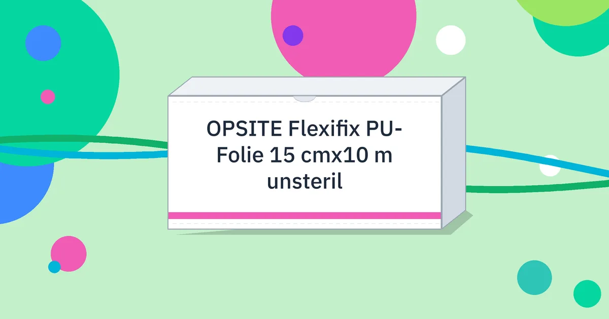 Symbolbild: Packung mit der Aufschrift OPSITE Flexifix PU-Folie 15 cmx10 m unsteril (PZN 12147926) – Verfügbarkeit und Bezug in Apotheken in Frankfurt am Main
