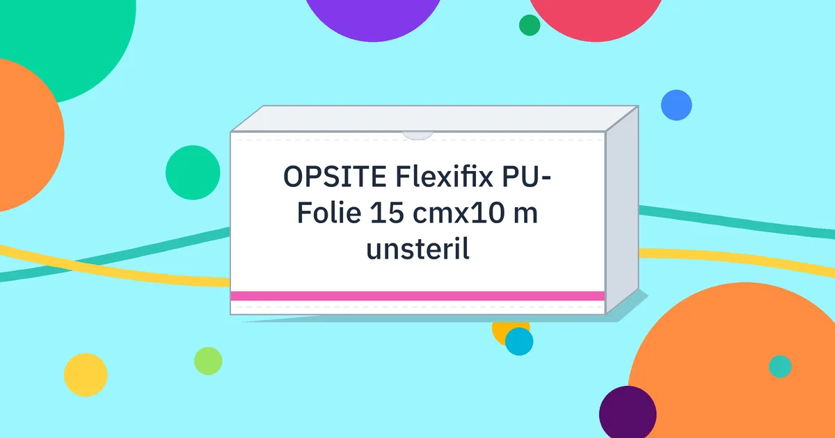 Symbolbild: Packung mit der Aufschrift OPSITE Flexifix PU-Folie 15 cmx10 m unsteril (PZN 16164985) – Verfügbarkeit und Bezug in Apotheken in Frankfurt am Main