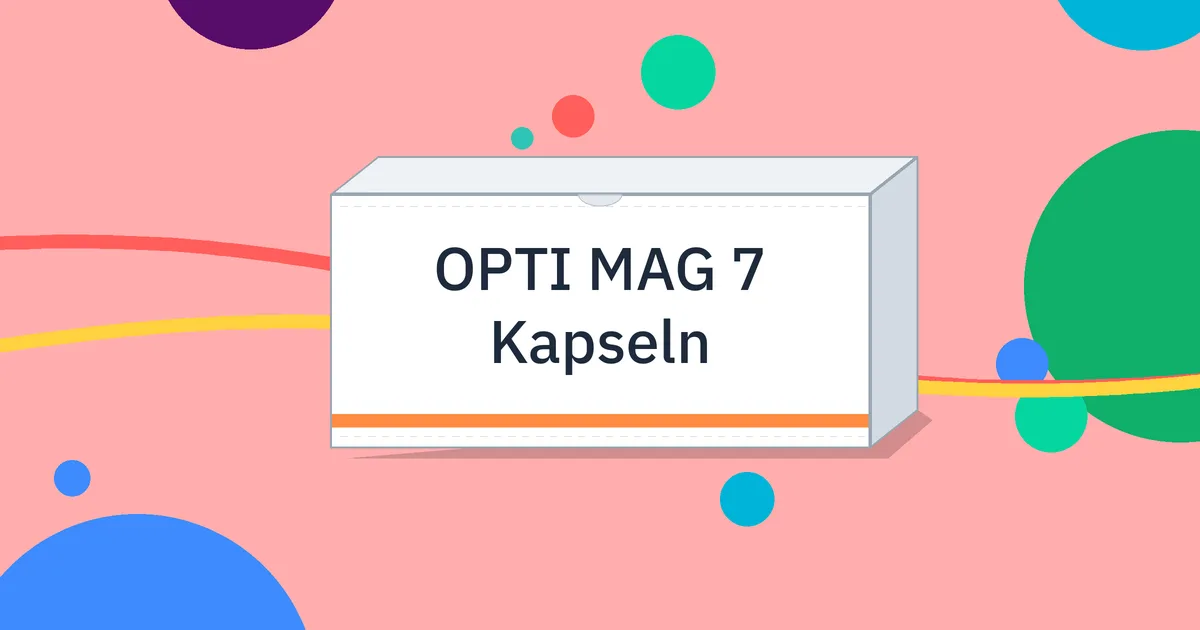 Symbolbild: Packung mit der Aufschrift OPTI MAG 7 Kapseln (PZN 19192278) – Verfügbarkeit und Bezug in Apotheken in Frankfurt am Main