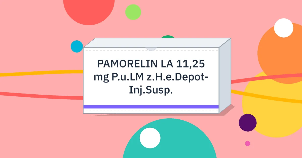 Symbolbild: Packung mit der Aufschrift PAMORELIN LA 11,25 mg P.u.LM z.H.e.Depot-Inj.Susp. (PZN 18762710) – Verfügbarkeit und Bezug in Apotheken in Frankfurt am Main