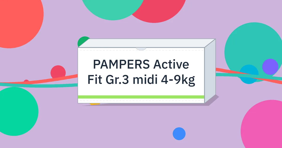 Symbolbild: Packung mit der Aufschrift PAMPERS Active Fit Gr.3 midi 4-9kg (PZN 09519181) – Verfügbarkeit und Bezug in Apotheken in Frankfurt am Main