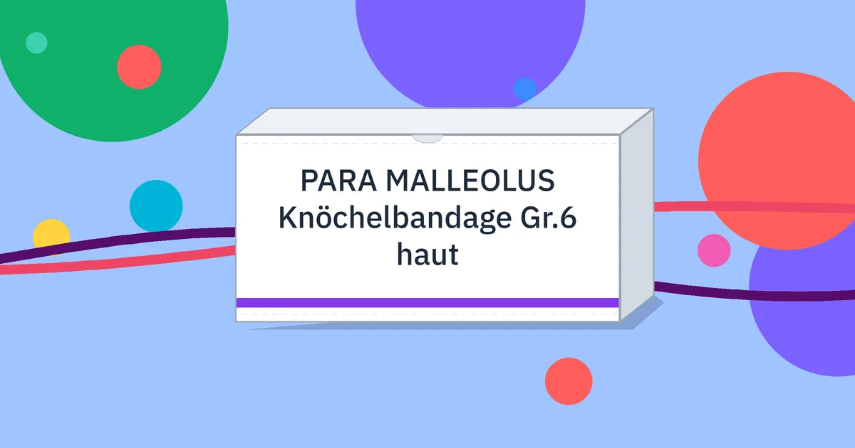 Symbolbild: Packung mit der Aufschrift PARA MALLEOLUS Knöchelbandage Gr.6 haut (PZN 13763509) – Verfügbarkeit und Bezug in Apotheken in Frankfurt am Main