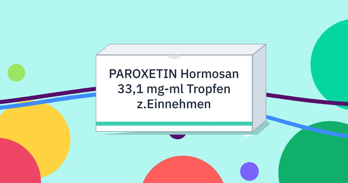 Symbolbild: Packung mit der Aufschrift PAROXETIN Hormosan 33,1 mg-ml Tropfen z.Einnehmen (PZN 10232929) – Verfügbarkeit und Bezug in Apotheken in Frankfurt am Main