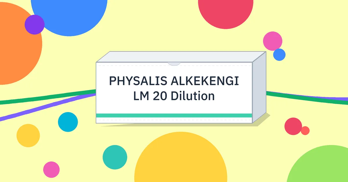 Symbolbild: Packung mit der Aufschrift PHYSALIS ALKEKENGI LM 20 Dilution (PZN 13639821) – Verfügbarkeit und Bezug in Apotheken in Frankfurt am Main