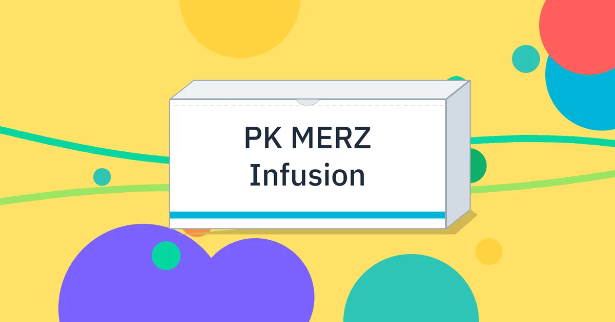 Symbolbild: Packung mit der Aufschrift PK MERZ Infusion (PZN 04811296) – Verfügbarkeit und Bezug in Apotheken in Frankfurt am Main