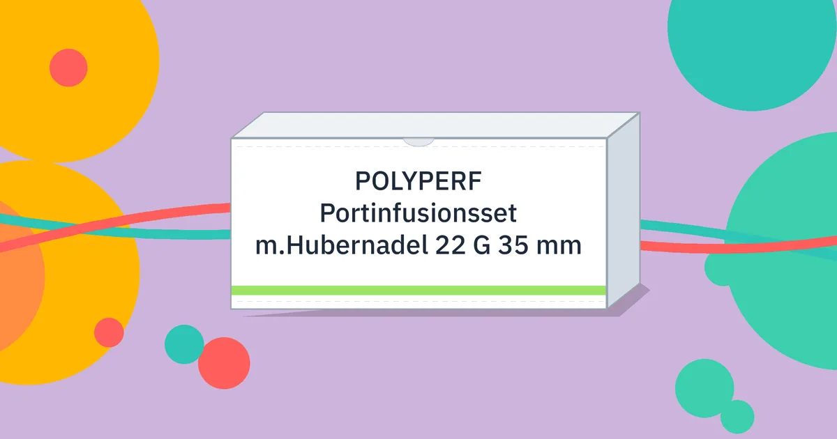 Symbolbild: Packung mit der Aufschrift POLYPERF Portinfusionsset m.Hubernadel 22 G 35 mm (PZN 17527875) – Verfügbarkeit und Bezug in Apotheken in Frankfurt am Main