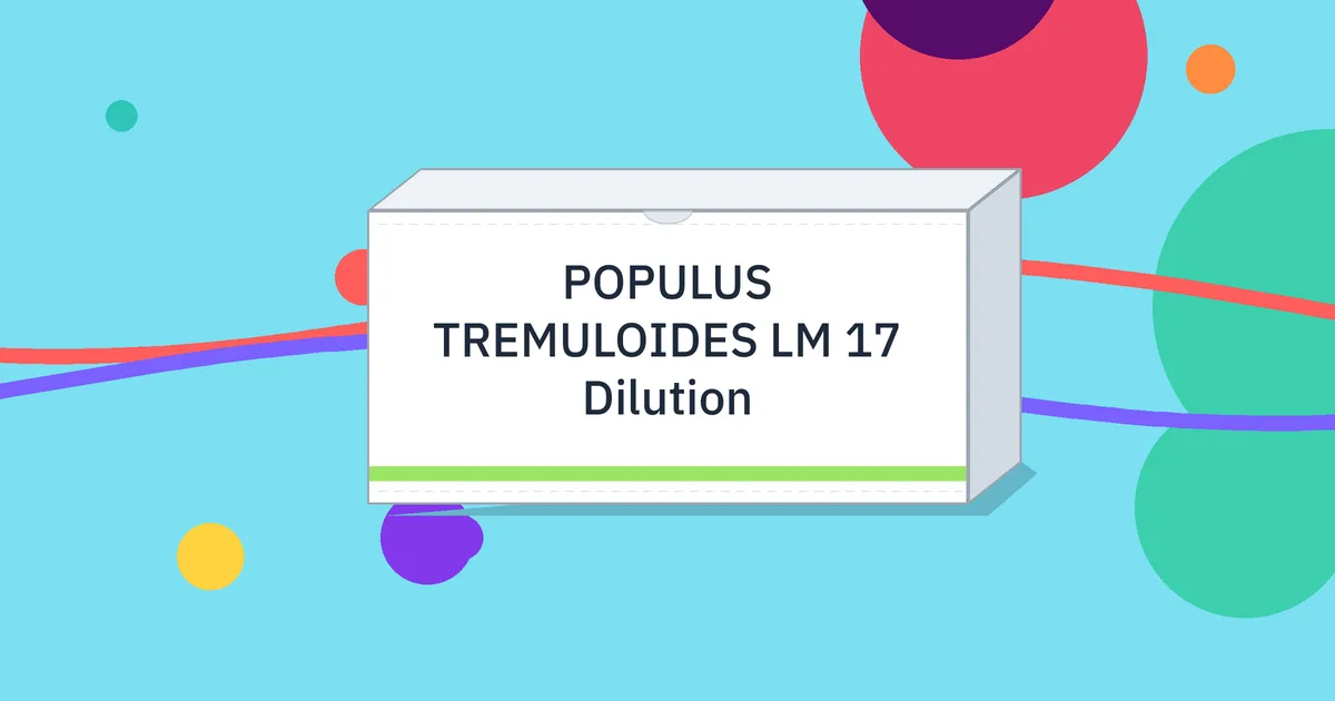 Symbolbild: Packung mit der Aufschrift POPULUS TREMULOIDES LM 17 Dilution (PZN 13664807) – Verfügbarkeit und Bezug in Apotheken in Frankfurt am Main