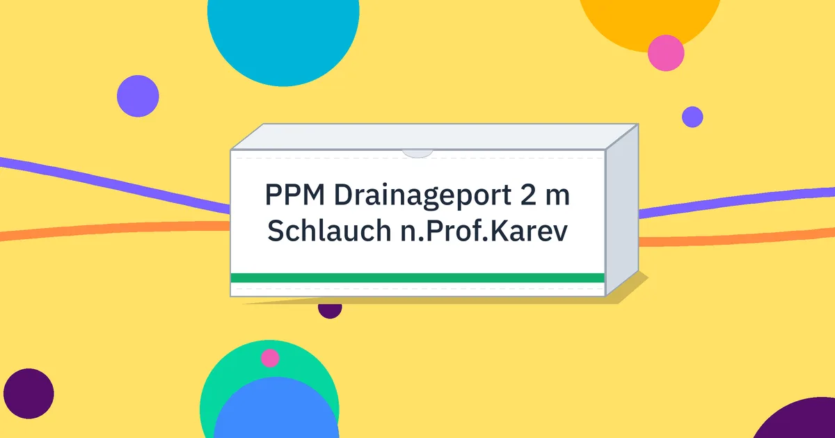 Symbolbild: Packung mit der Aufschrift PPM Drainageport 2 m Schlauch n.Prof.Karev (PZN 01285542) – Verfügbarkeit und Bezug in Apotheken in Frankfurt am Main