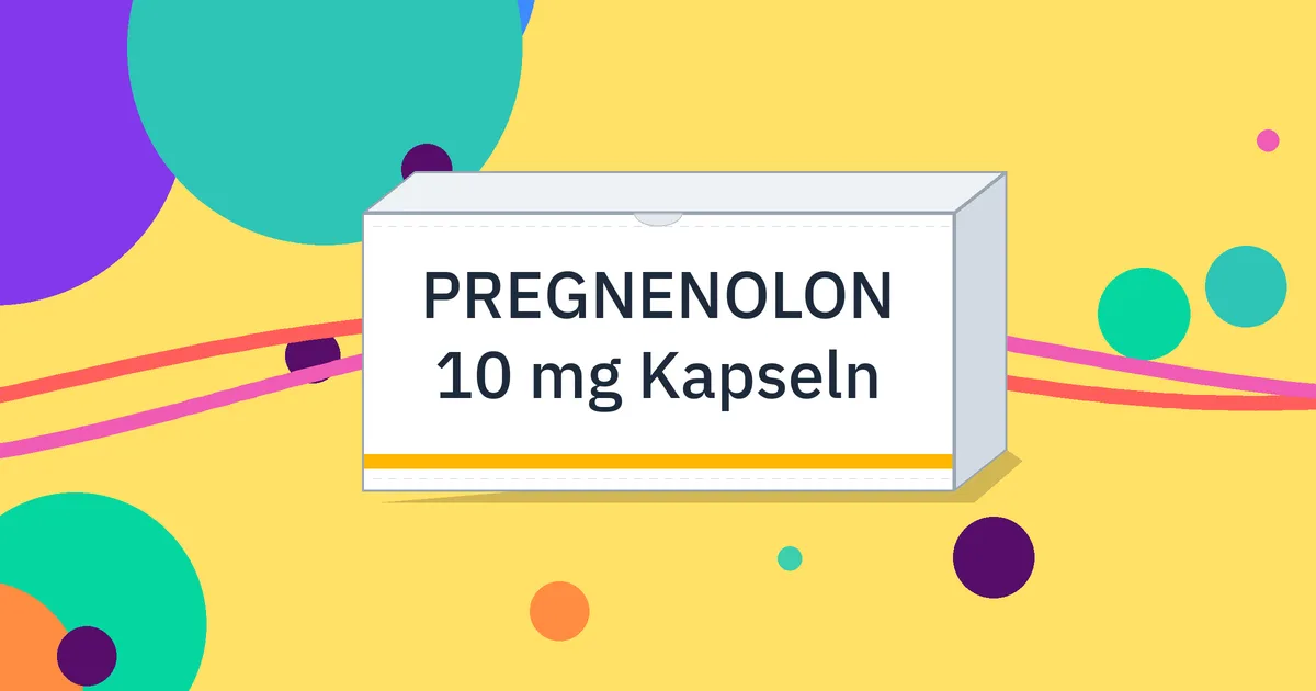 Symbolbild: Packung mit der Aufschrift PREGNENOLON 10 mg Kapseln (PZN 19748770) – Verfügbarkeit und Bezug in Apotheken in Frankfurt am Main